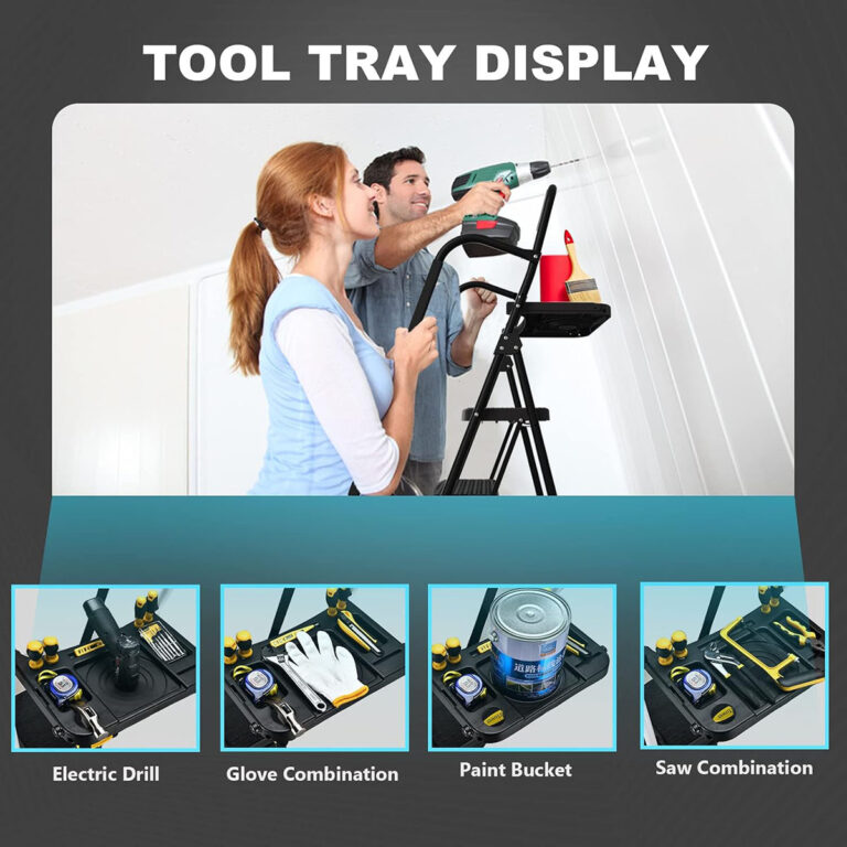 5 Step Ladder with Handrails Tool Tray – Black - JB Saeed Home & Hardware